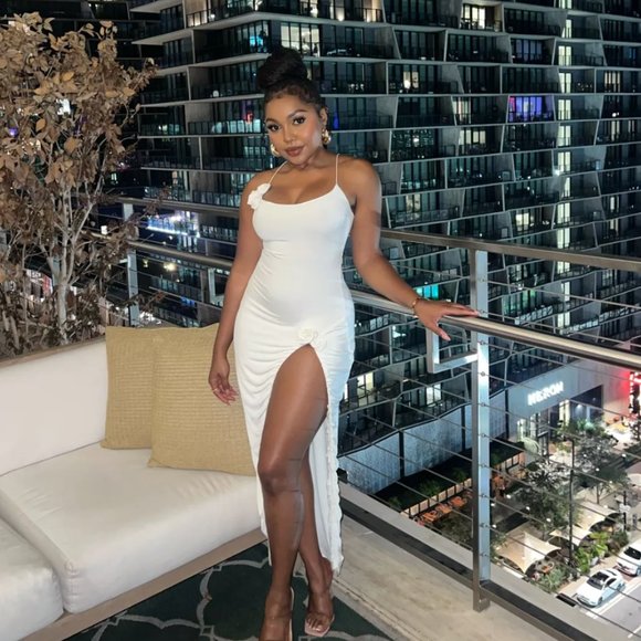 Meshki | Dresses | New Meshki Nevaeh Rose Midi Dress White | Poshmark